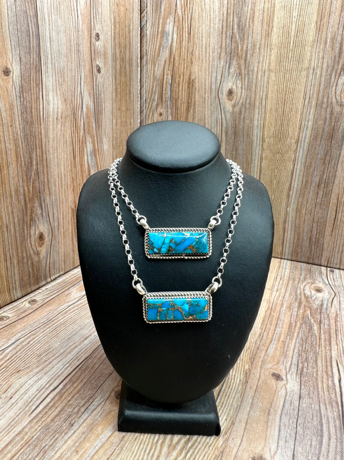 Kingman Turquoise and Bronze Wrapped Bar Necklaces – Colbaugh Jewelry