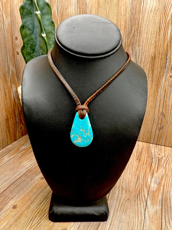 Kingman Turquoise Leather Pendant – Colbaugh Jewelry
