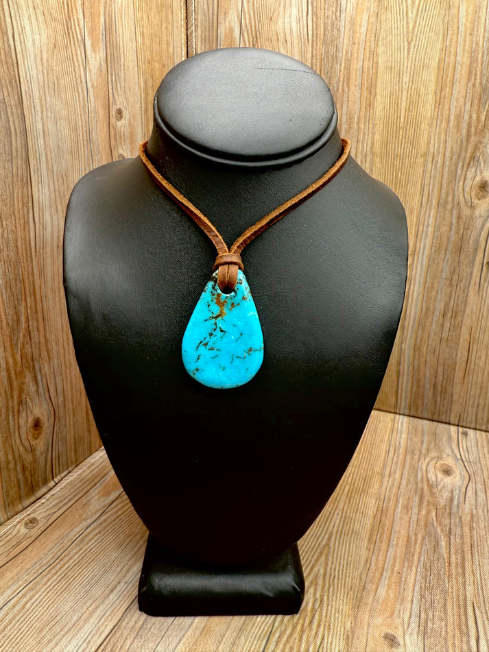 Kingman Turquoise Leather Pendant – Colbaugh Jewelry
