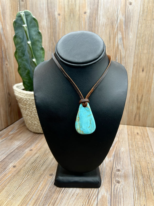 Kingman Turquoise Leather Pendant – Colbaugh Jewelry